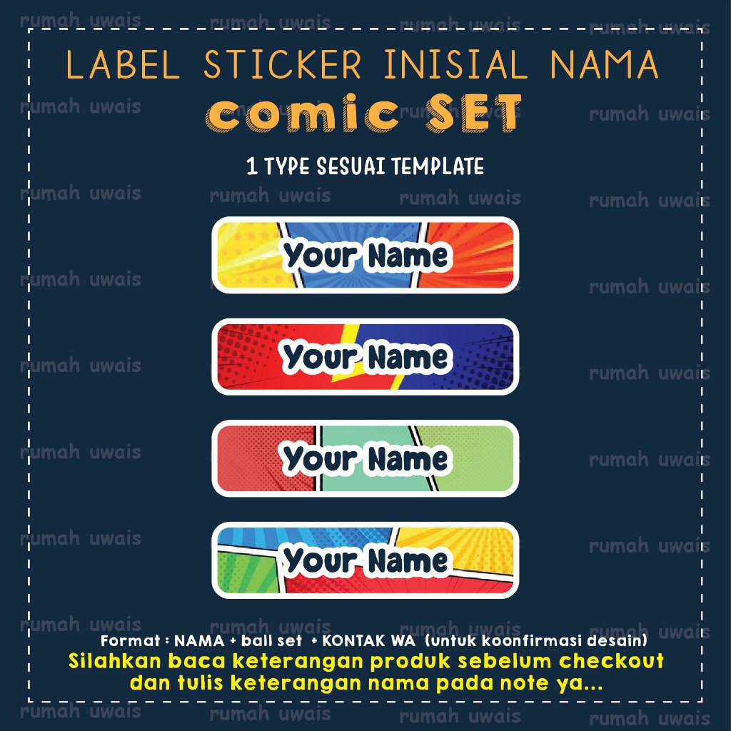 Jual STICKER NAMA WATERPROOF MOTIF ANAK LAKI - RUMAH UWAIS | Shopee ...