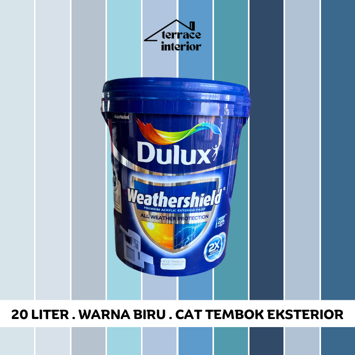 Jual Cat Tembok Dulux Weathershield Exterior 20 L Biru Semi Gloss ...