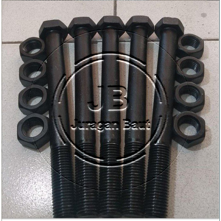 Jual BAUT 24 BAJA M16 X 300 PANJANG 30 CM 30CM KUNCI 24 GRADE 8.8 HTB M16X300 HALF DRAT HITAM ...