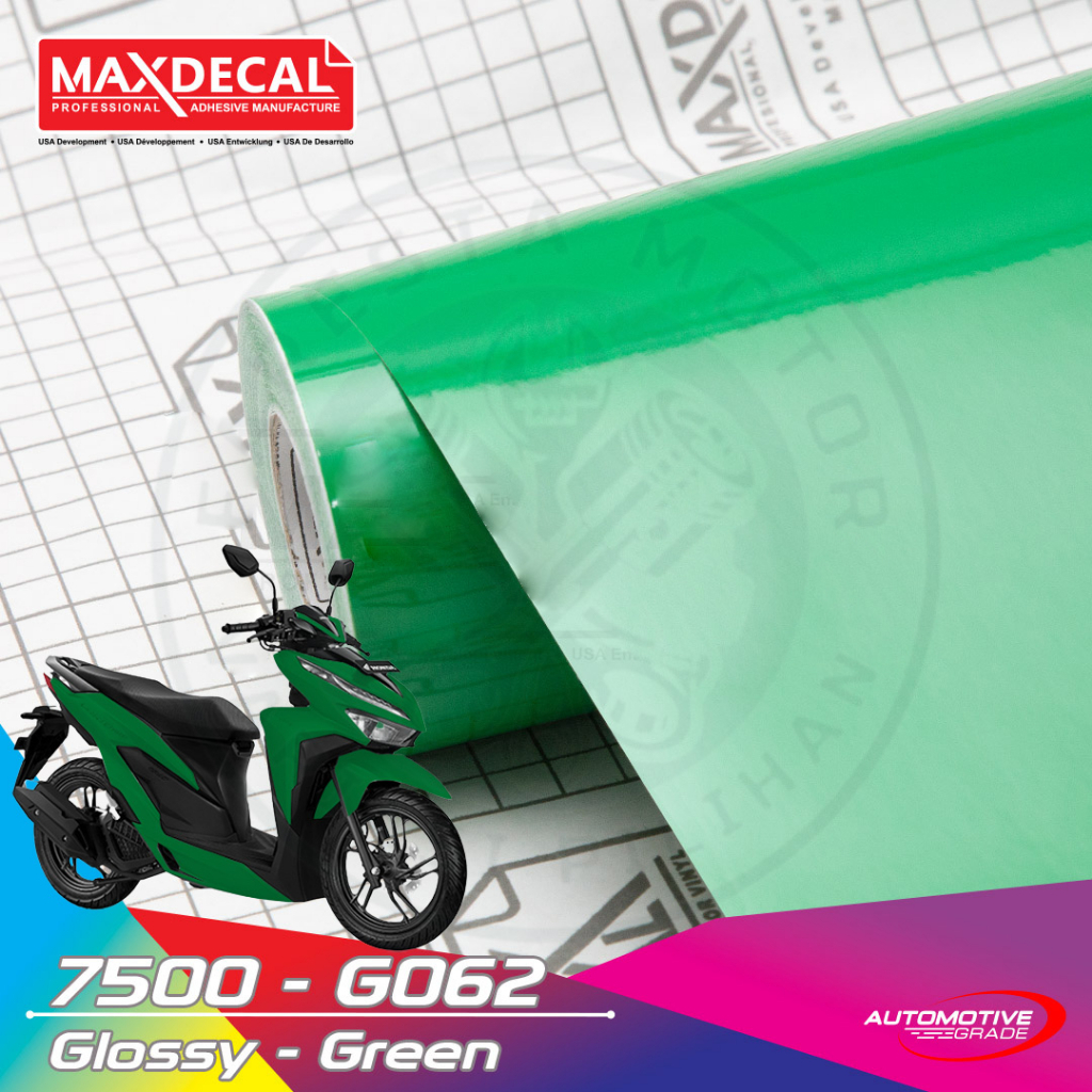 Jual Sticker Stiker Skotlet Wrapping Vinyl Maxdecal Max Decal 7500-G062 Gloss Green Hijau tua ...