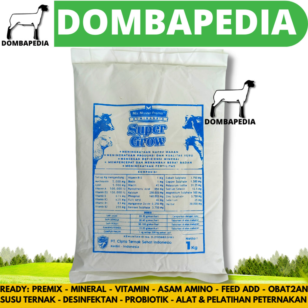 Jual PREMIX SAPI SUPER GROW 1 KG - PREMIX MINERAL VITAMIN Kambing Perah & Sapi Perah Komplit I ...