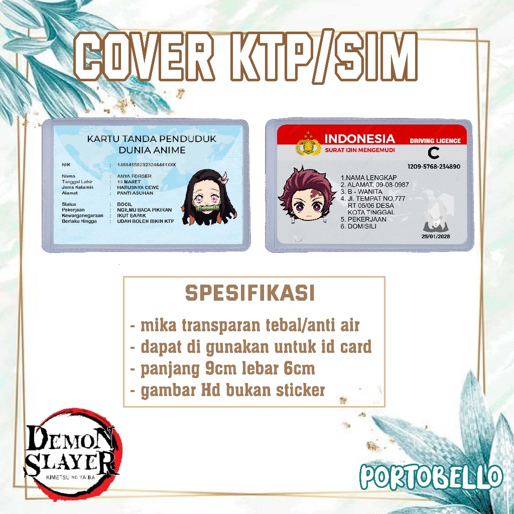 Jual Cover Pelindung Kartu Identitas KTP SIM Karakter Dem0n Slayer ...