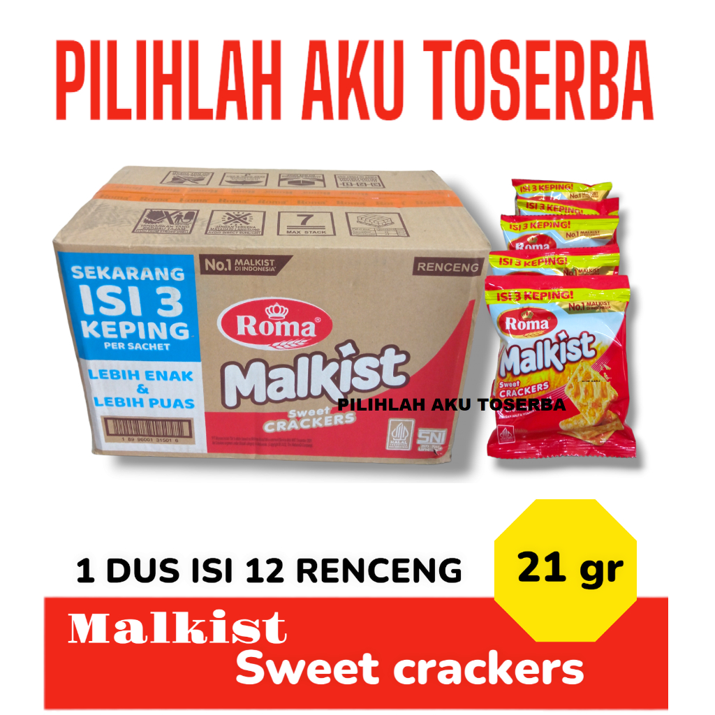 Jual Biskuit Roma Malkist Crackers Renceng 21 gr - 1 KARDUS ISI 12 ...