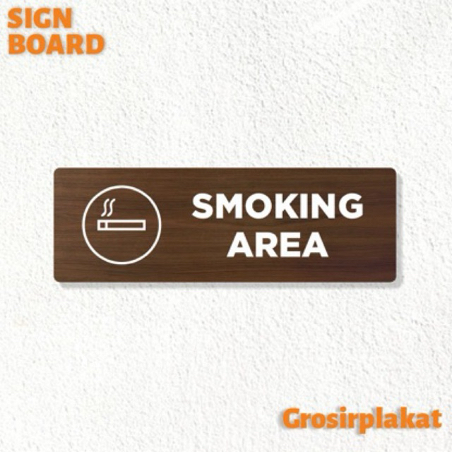 Jual Papan Tulisan Smoking Area Sign Board Kayu Print UV Papan Signage ...