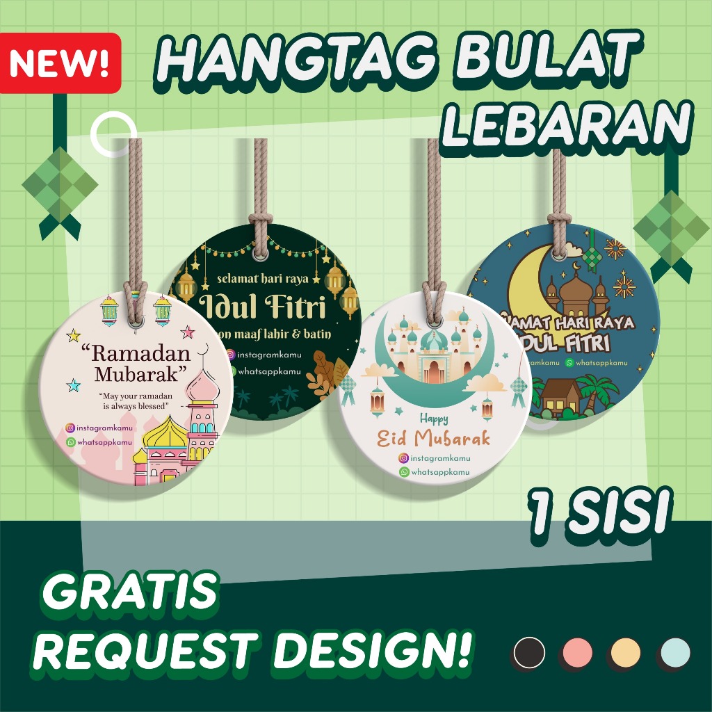 Jual Hang Tag Idul Fitri 1 Sisi Custom Tag Label Hampers Lebaran Free ...