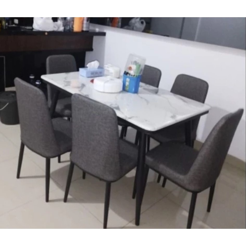 Jual Set Meja Makan Sintered Stone Meja + 6 Kursi by Starlead | Shopee ...