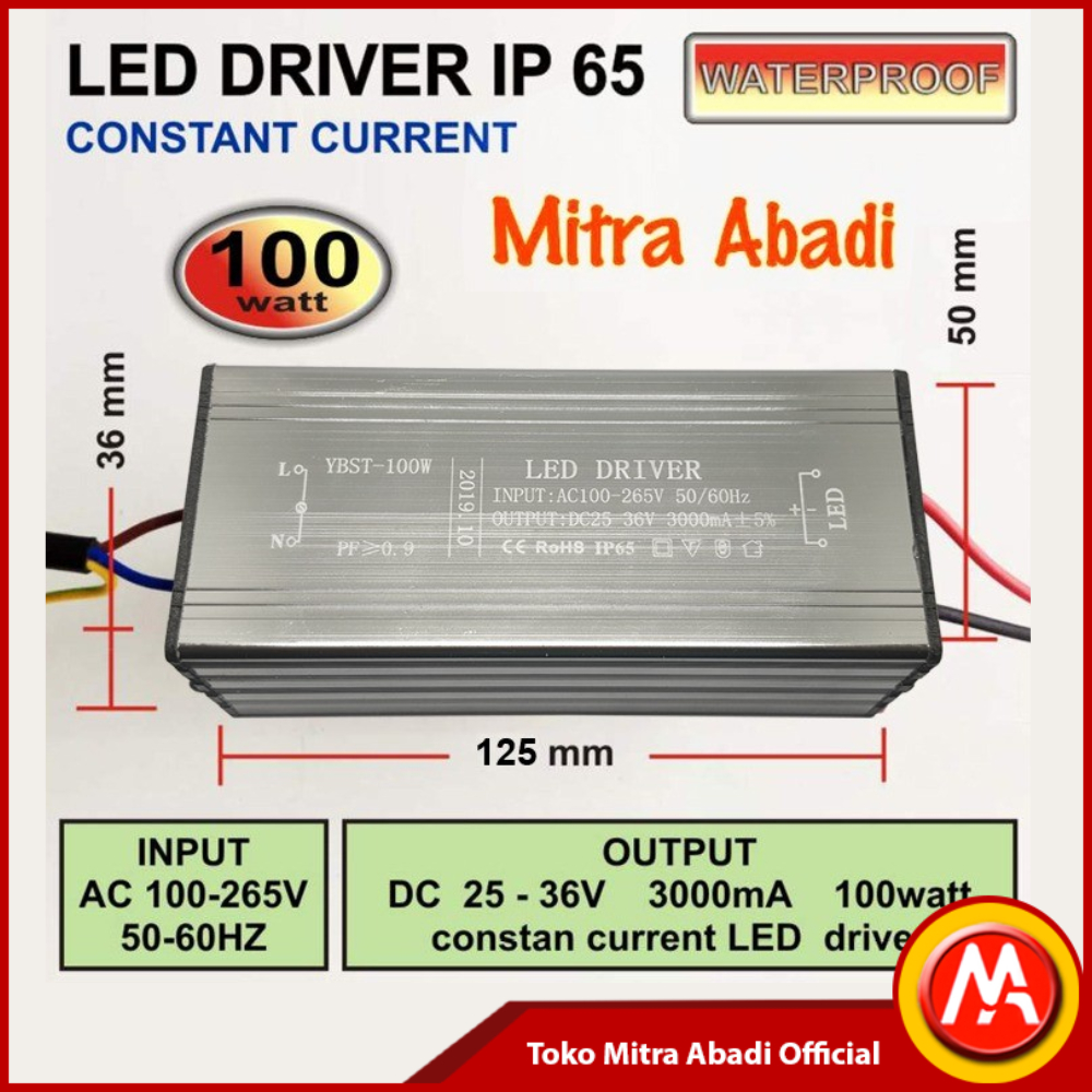 Jual LED Driver 100 Watt 3000 mA Casing Besi WATERPROOF | Shopee Indonesia