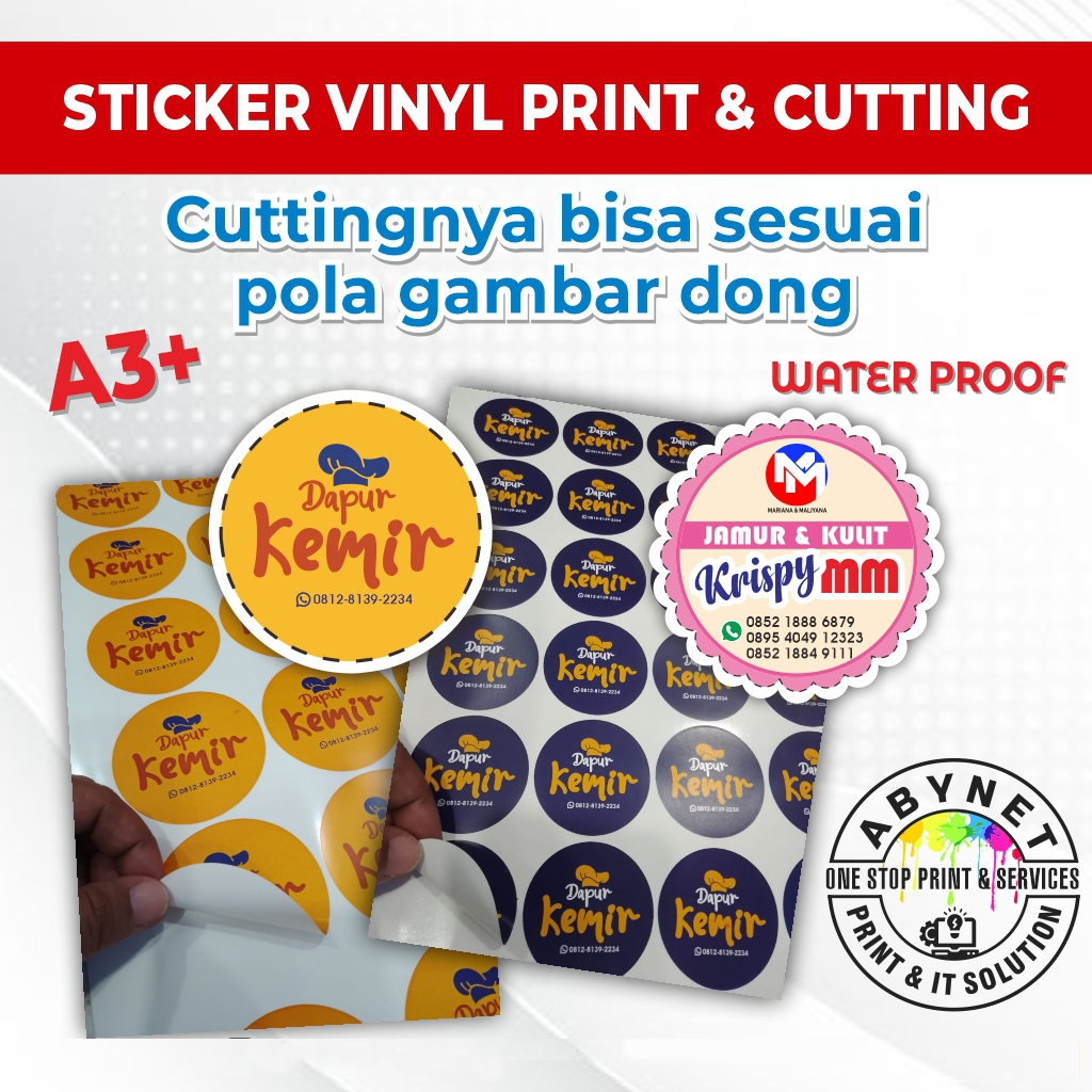 Jual CETAK STICKER LABEL VINYL A3 CUTTING PUTUS DIE CUT | Shopee Indonesia