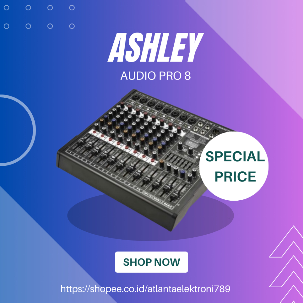 Jual MIXER AUDIO ASHLEY AUDIO PRO 8 / UDIO PRO-8 / AUDIO PRO8 8 CHANNEL ...