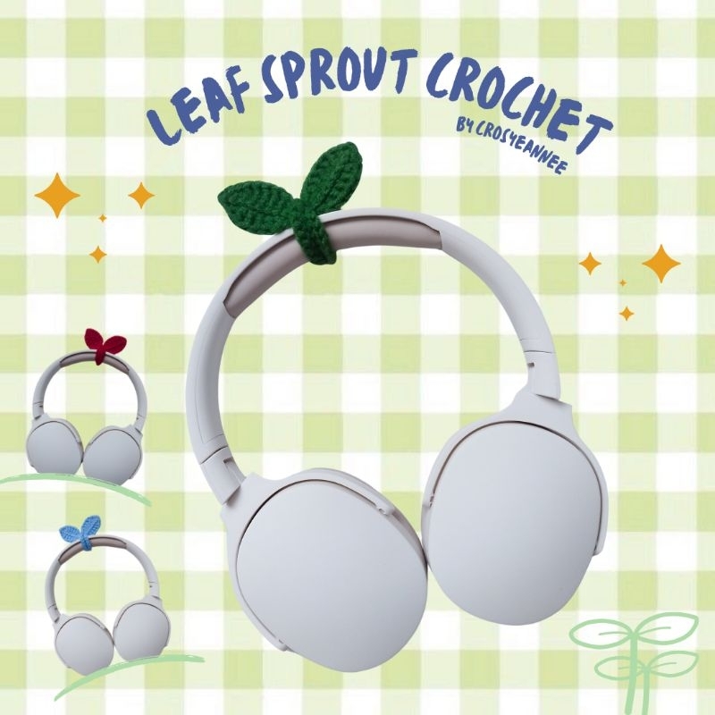 Jual mini leaf sprout crochet | headphone accessories crochet | hiasan ...