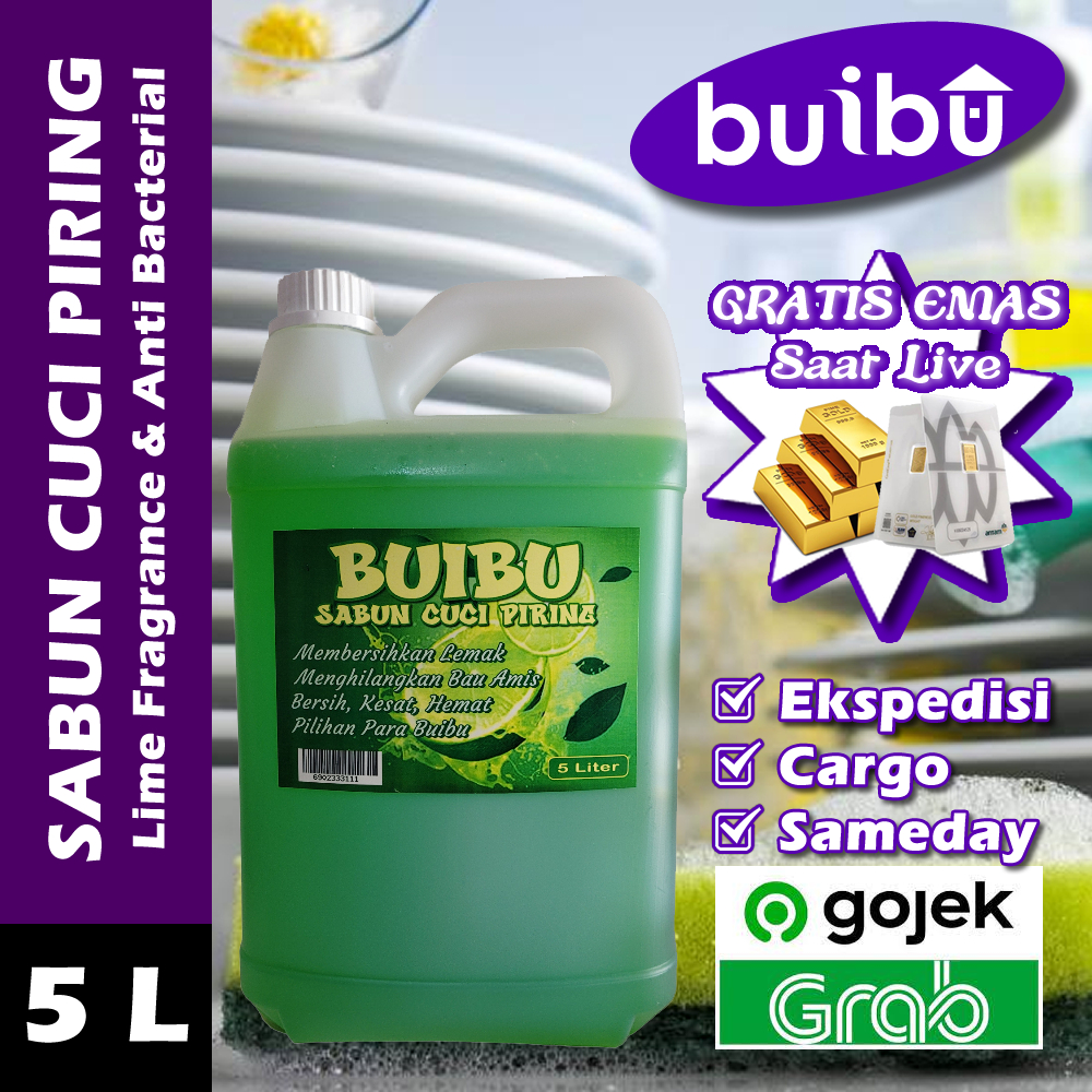 Jual Buibu Sabun Cuci Piring 5L | Ekstrak Jeruk Nipis Botol 5 Liter ...