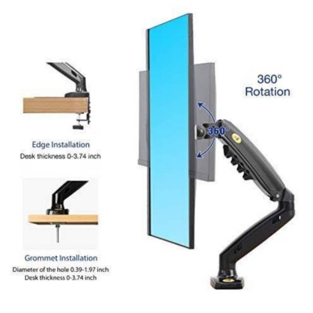 Jual Bracket Jepit Meja TV Monitor LED LCD Gas Spring Model TM1 Tilt ...