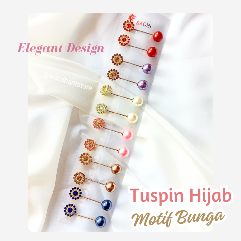 Jual Tuspin Hijab Motif Bunga || Tusuk Pin Hijab Cantik | Shopee Indonesia