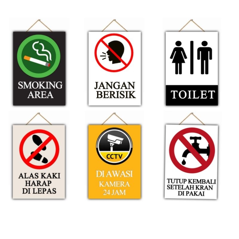 Jual Hiasan dinding Poster TOILET|SMOKING AREA|CCTV|JANGAN BERISIK|ALAS ...