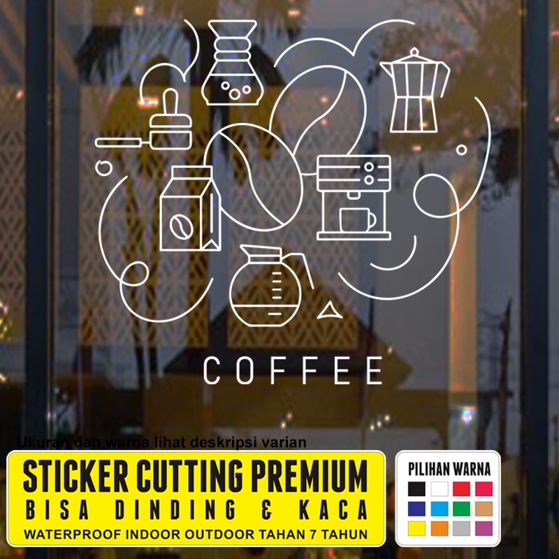 Jual Stiker Kaca Dinding Cafe Coffee Shop Kopi Garis Cutting Sticker ...