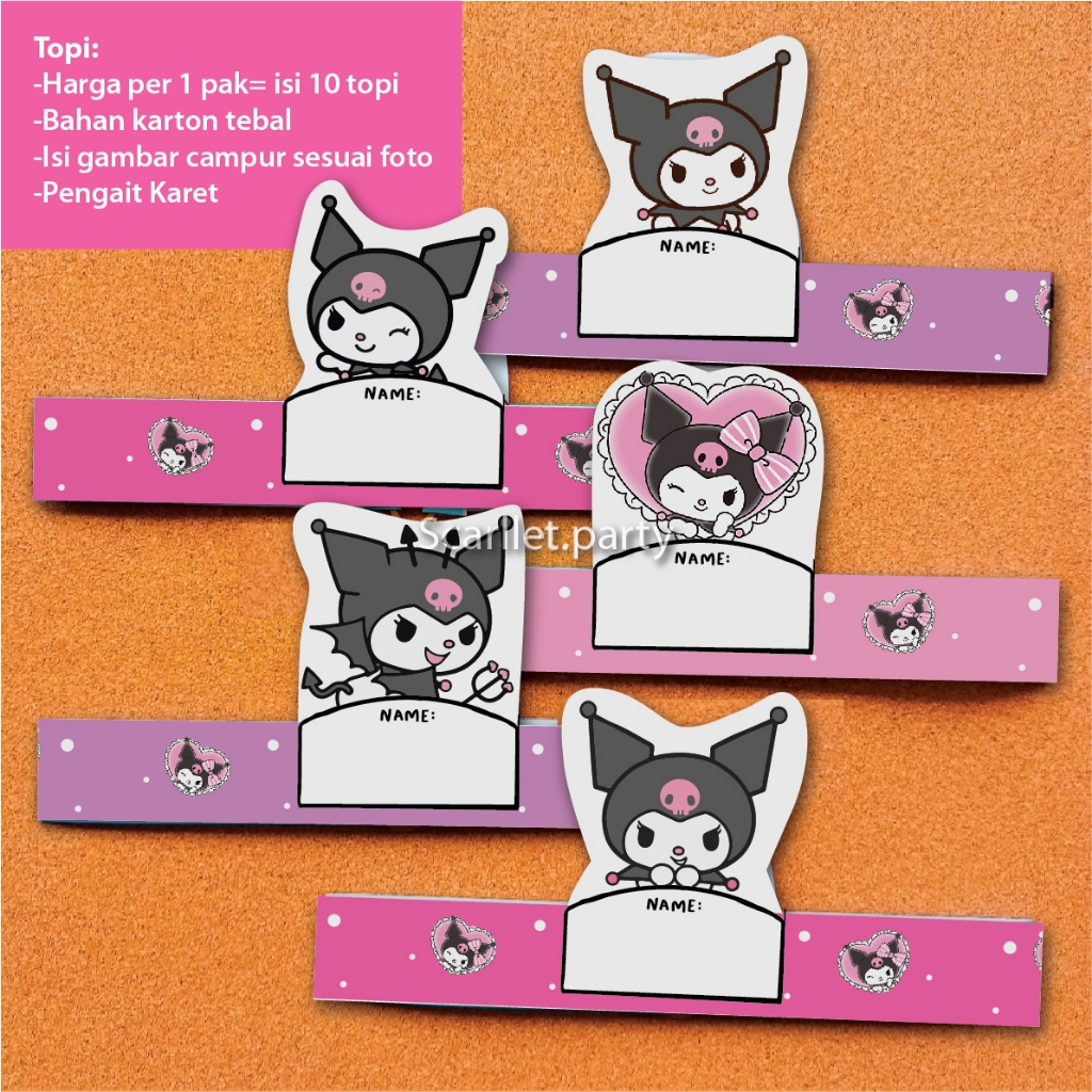 Jual TOPI KUROMI ISI 10 TOPI ULANG TAHUN PLASTIK SNACK GOODIE BAG ULANG ...