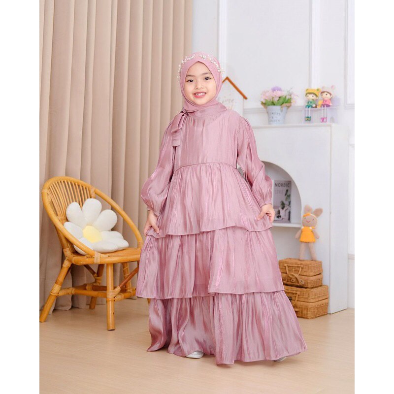 Jual Mermaid dress kids gamis muslim anak perempuan bahan shimmer silk ...