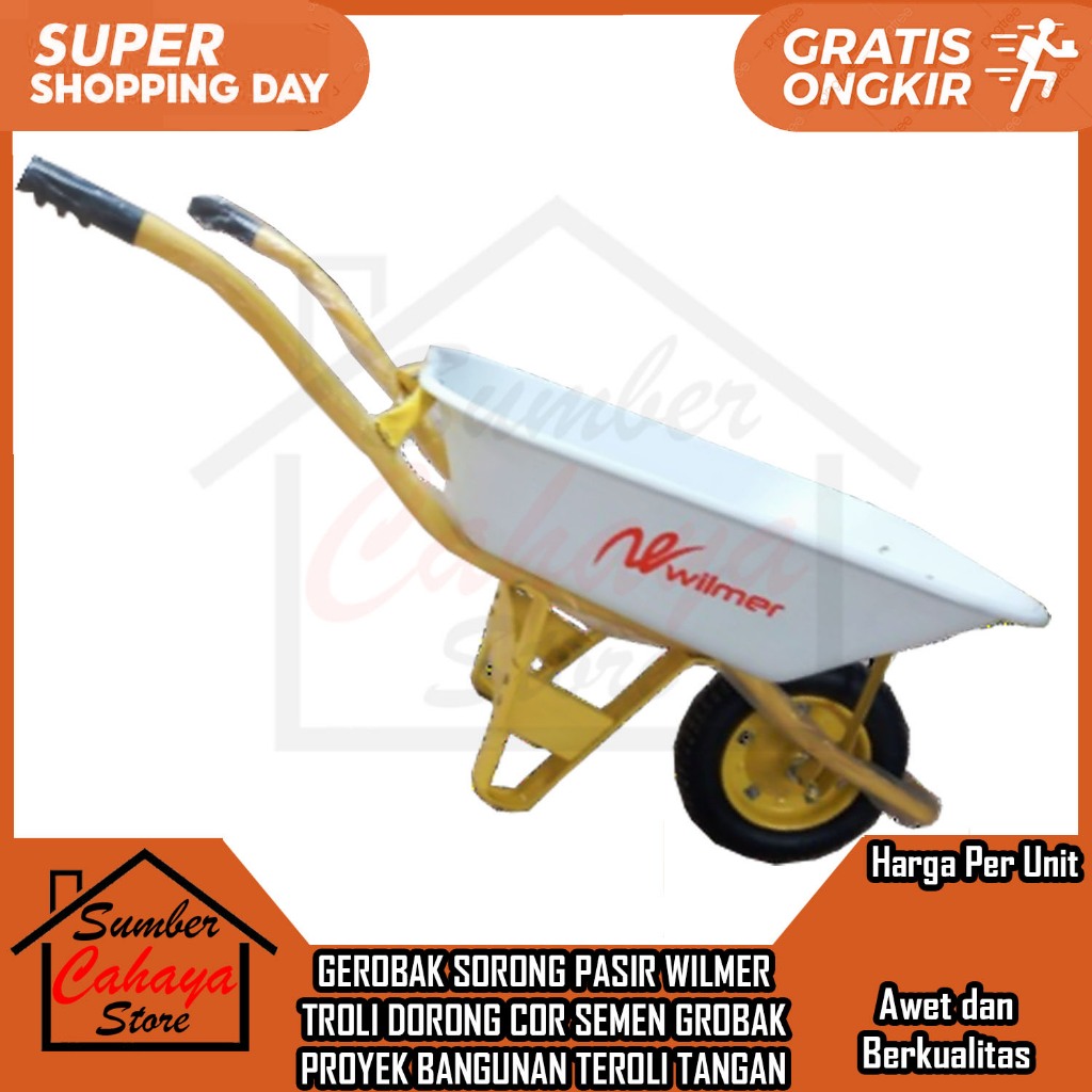 Jual [Instant] GEROBAK SORONG PASIR WILMER FIBER TROLI DORONG COR SEMEN GROBAK PROYEK BANGUNAN ...