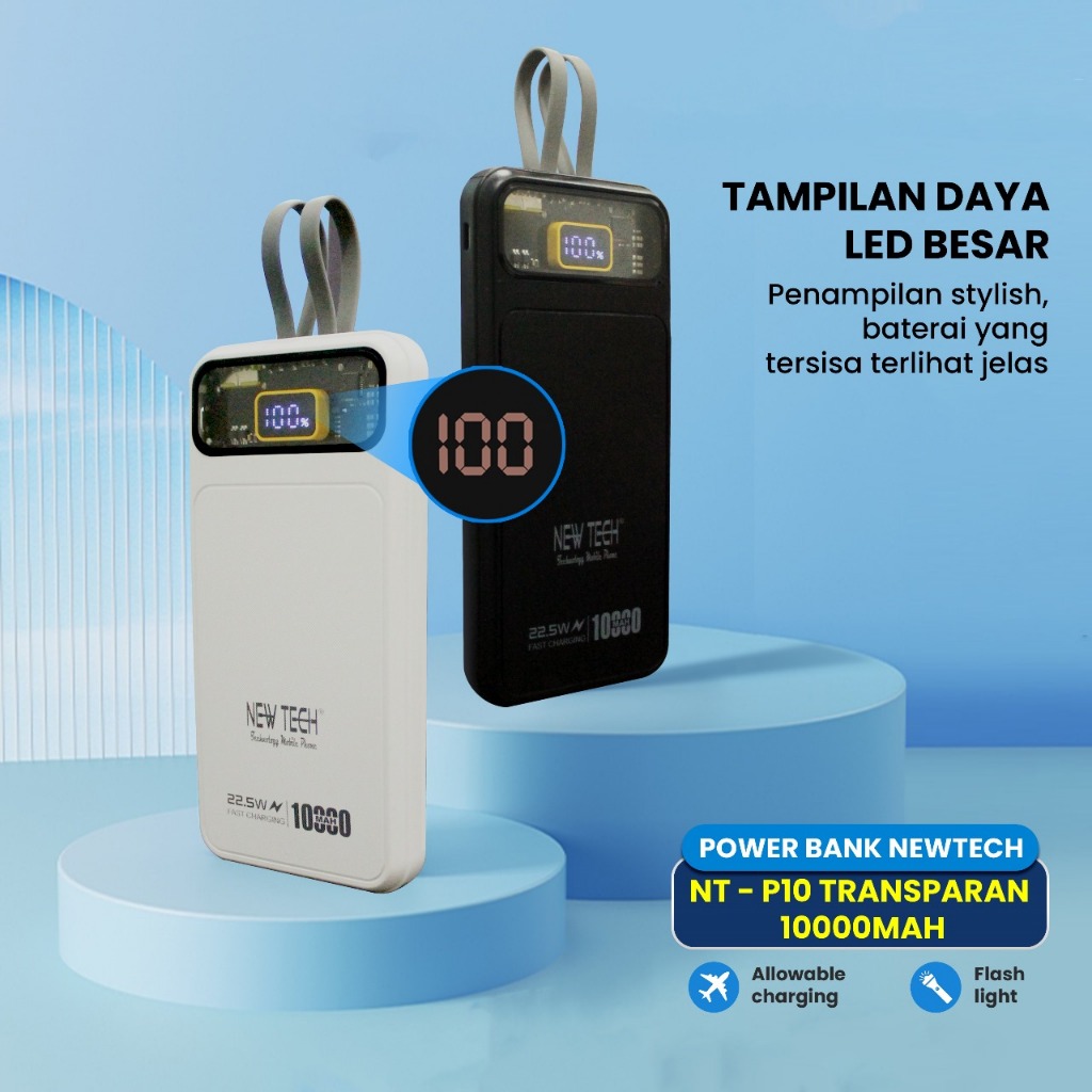 Jual POWER BANK SUPER FAST CHARGING 22.5W 10000MAH 2 KABEL DATA USB DAN TYPE C PORT / POWERBANK ...