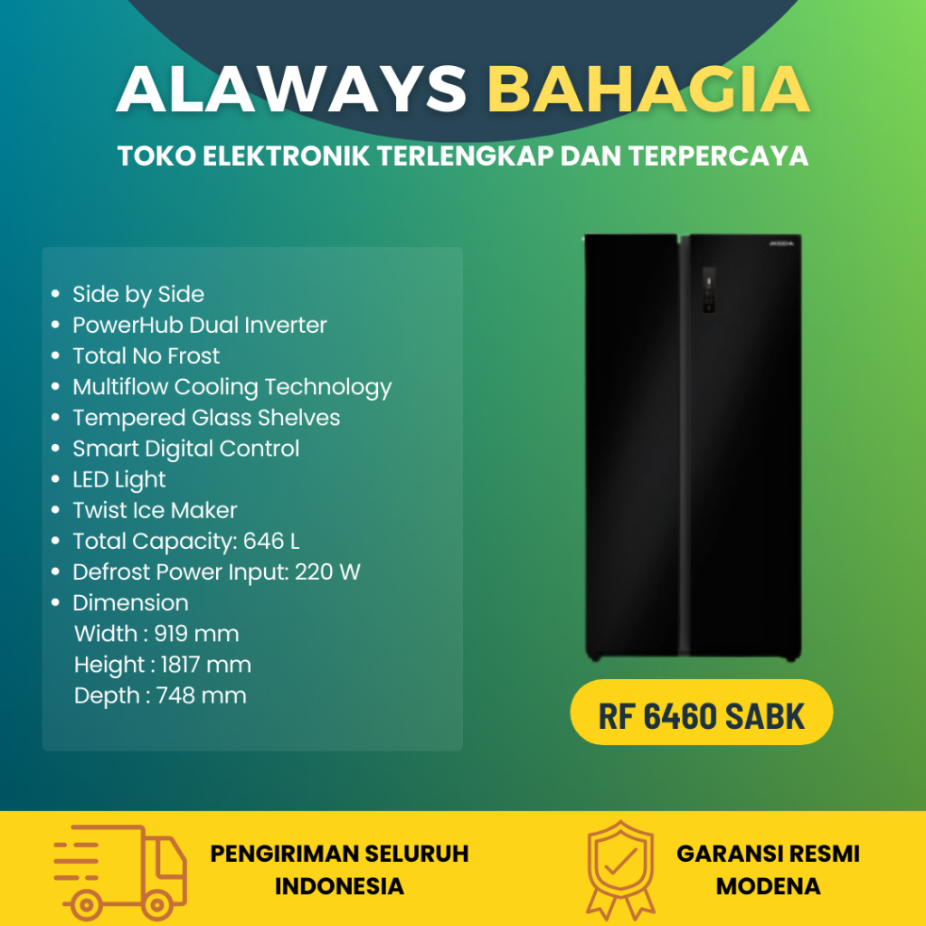 Jual Modena RF 6460 SABK - Kulkas side by side kapasitas 646 liter ...