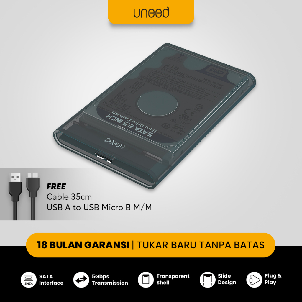 Jual UNEED Case Hardisk External 2.5inch USB 3.0 up to 5Gbps - UHE721 ...