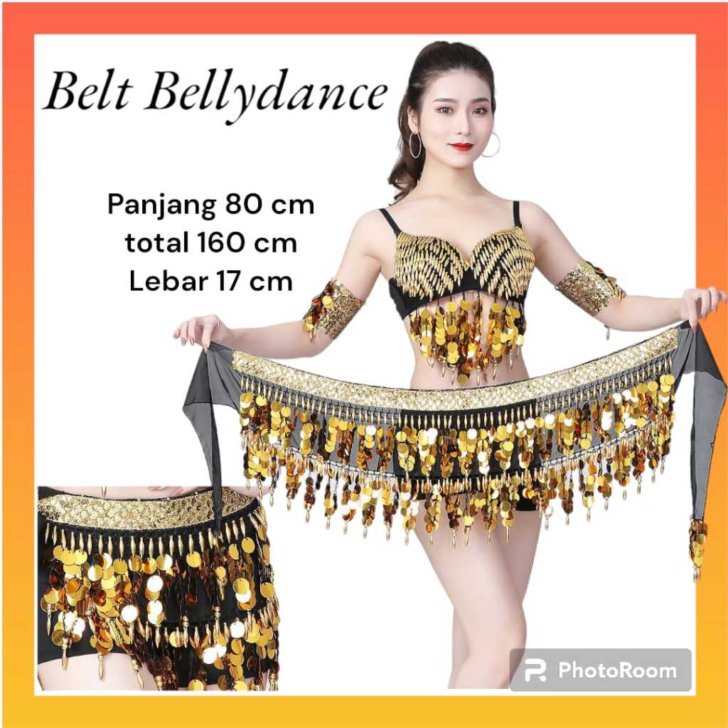 Jual Selendang Tari Belt Belly dance Sequin perak emas garis atas mute ...