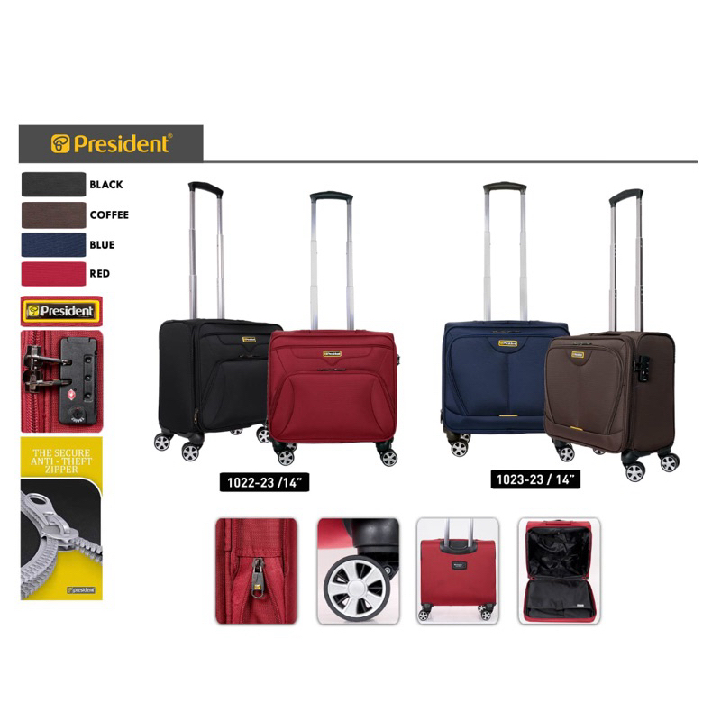 Jual KOPER PRESIDENT 1022 UKURAN 14 INCH CABIN SIZE - SOFTCASE Bahan ...