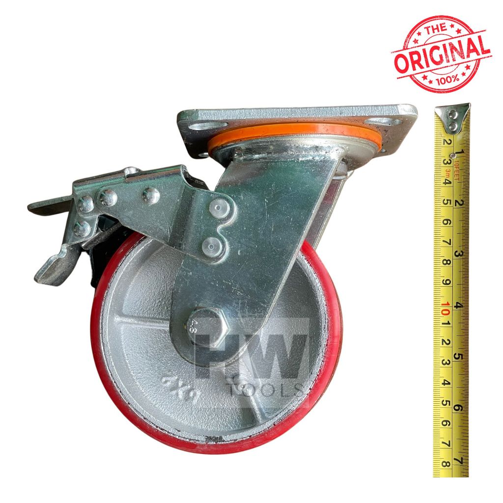Jual Roda Besi PU Heavy Duty 5 Inch Rem Castor Besi PU 5" HD Brake Trolley Caster | Shopee Indonesia