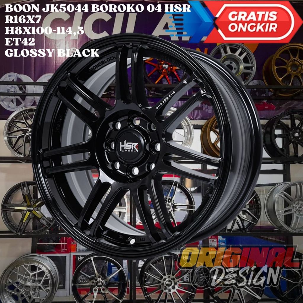Jual Velg Mobil Ring 16 HSR BOON R16 LEBAR 7 LUBANG BAUT 4 ET42 GLOSSY BLACK | Shopee Indonesia