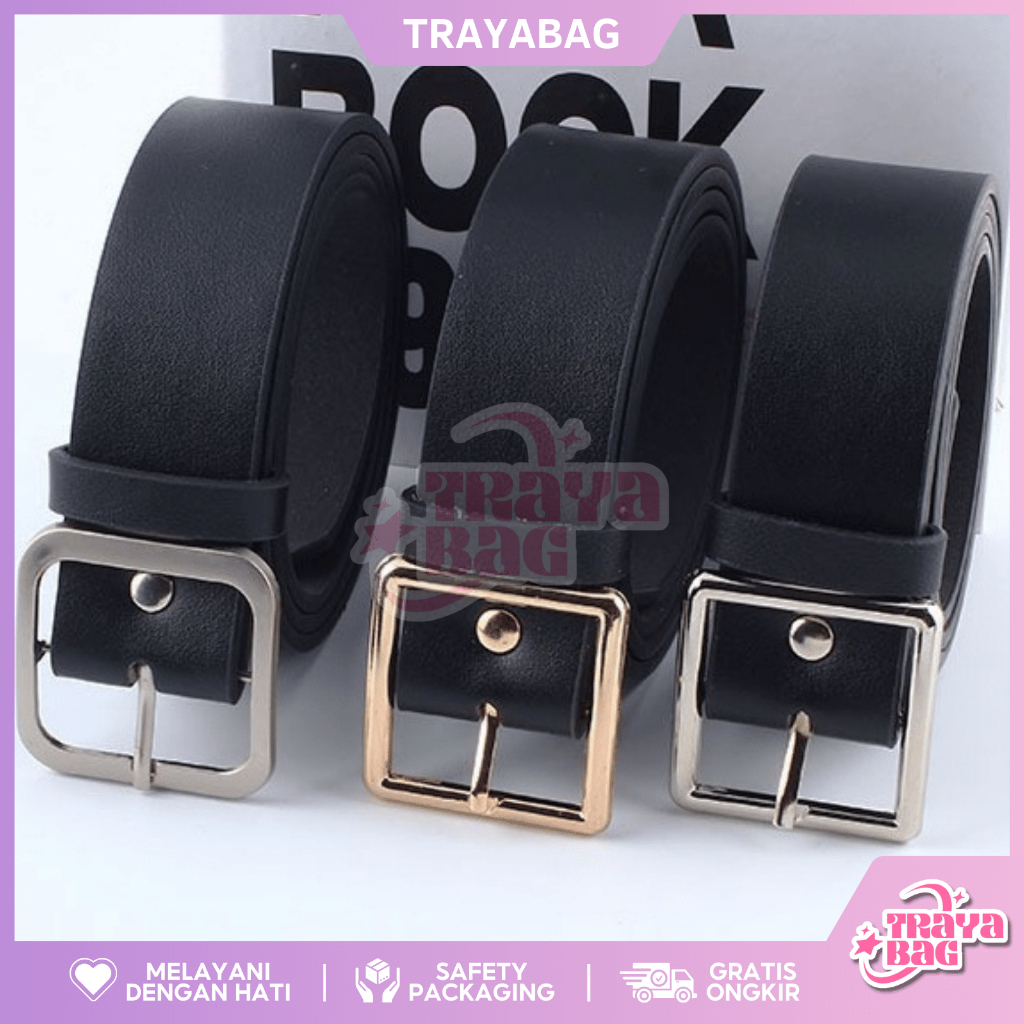 Jual BELT Sabuk Dilani Ikat Pinggang Tali Hitam Gesper Bahan PU Unisex ...