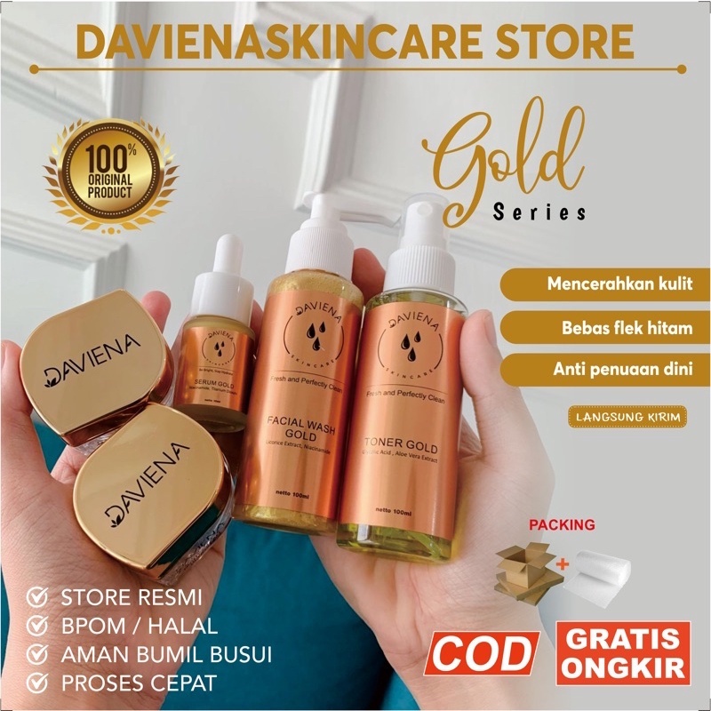 Jual 100%ORIGINAL DAVIENA SKINCARE PAKET GOLD SERIES GLOWING SERIES ...