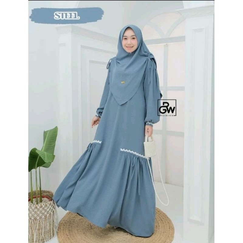 Jual Gamis Abaya Set Hijab Syar'i Dress Cringkel AirFlow Premium French Khimar Mecca Umroh Baju ...