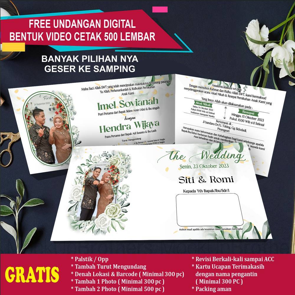 Jual Undangan Pernikahan murah Brief Card 150 gsm Surat Undangan ...