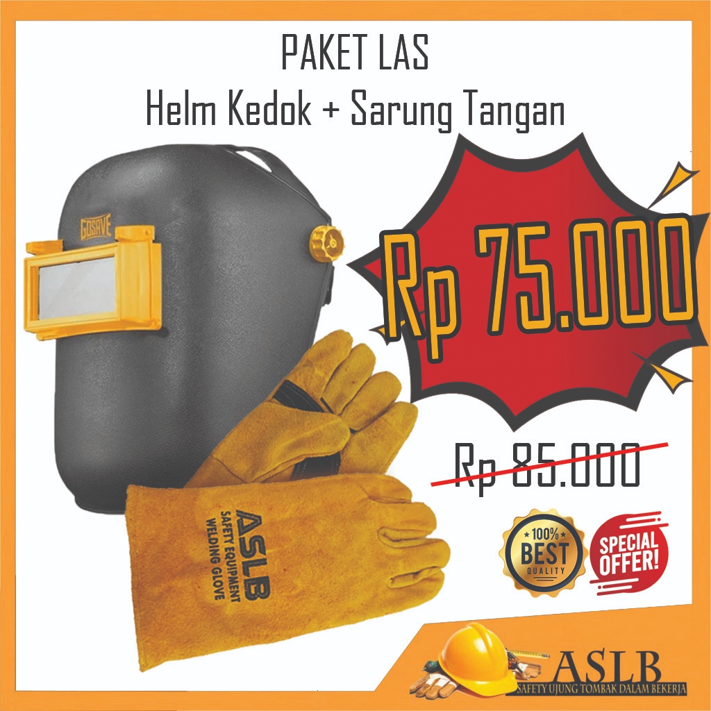 Jual HELM LAS PAKET NGELAS MURAH (KEDOK LAS + SARUNG TANGAN LAS 14 INCH ...