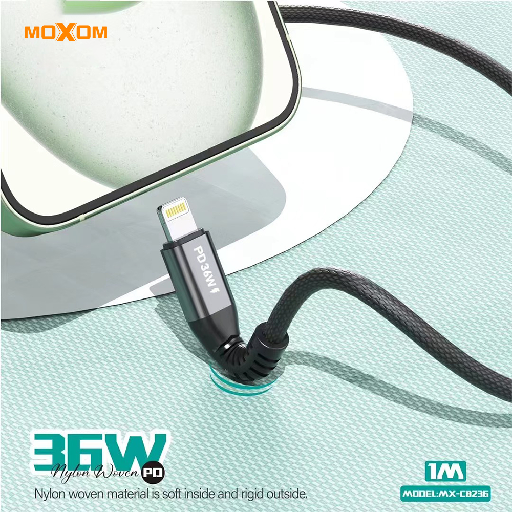 Jual Moxom Data Cable Type-C to Lightning 36W Braided Nylon Woven 1M MX-CB236 | Shopee Indonesia