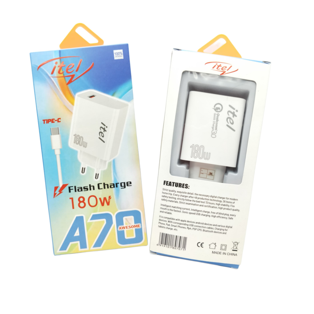 Jual itel Charger fast charging A70 5G 180W flash charge Support ...