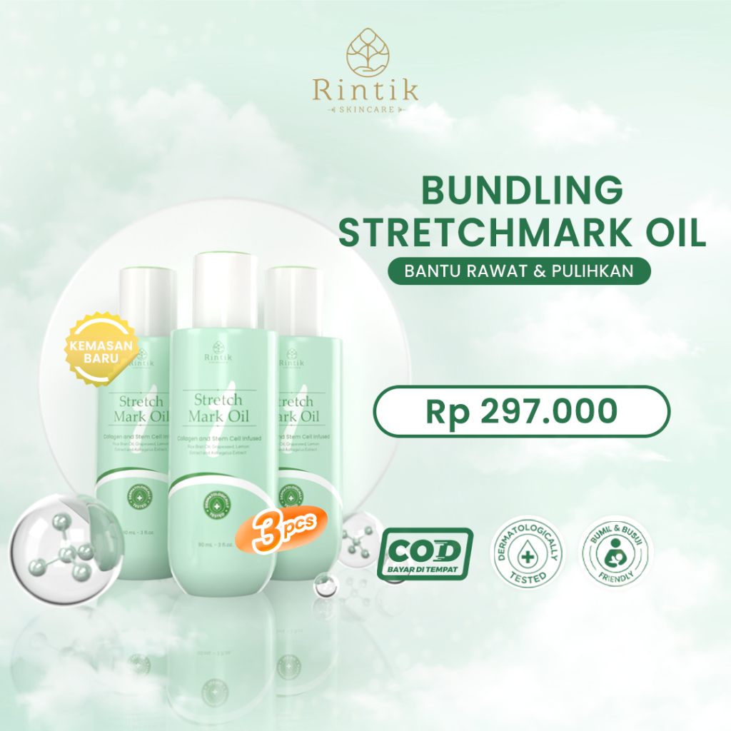 Jual Paket Bundling Rintik Skincare Stretch Mark Oil (3pcs) - Pemudar ...