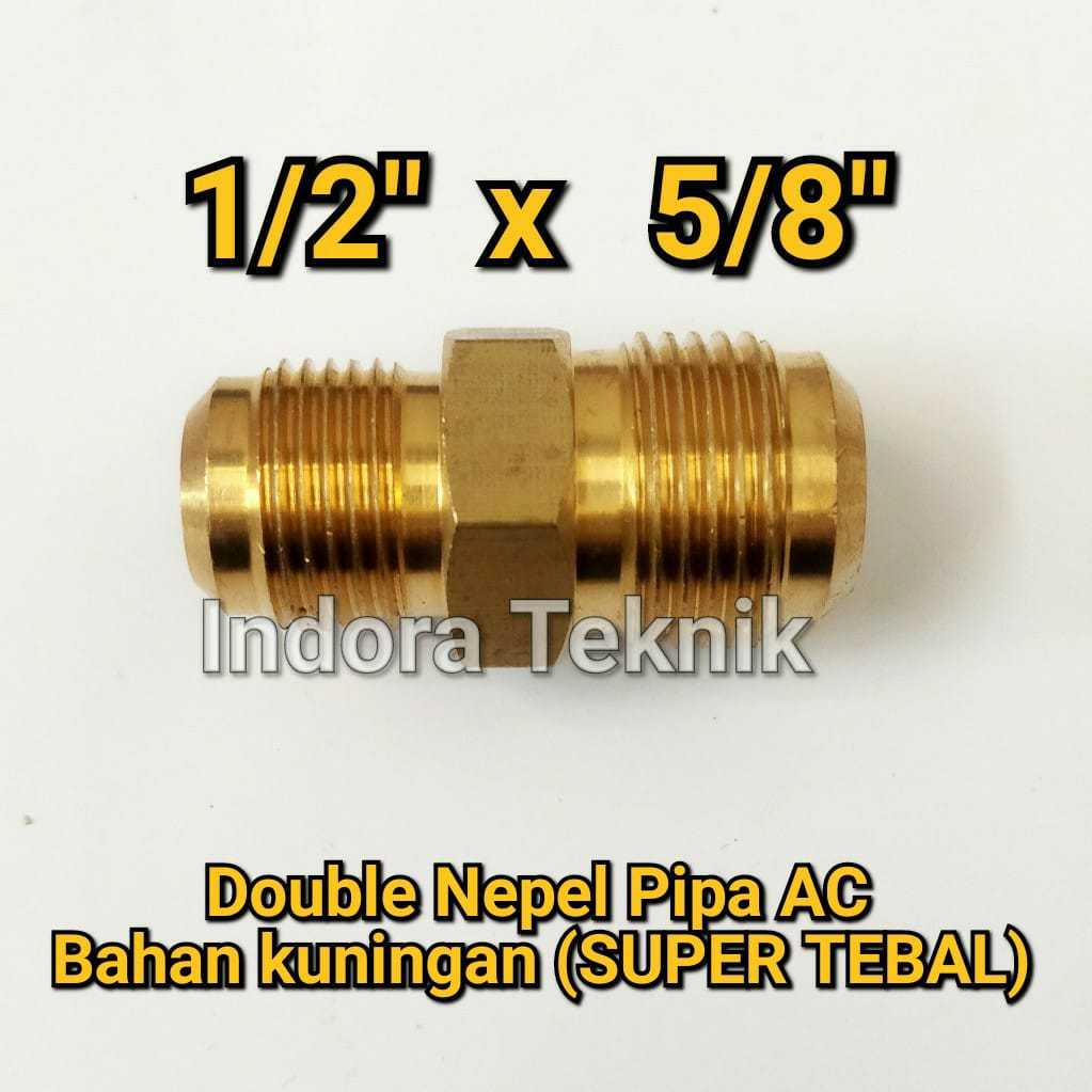 Jual Double Nepel Pipa AC 1/2 x 5/8 - Kuningan Super Tebal | Shopee Indonesia