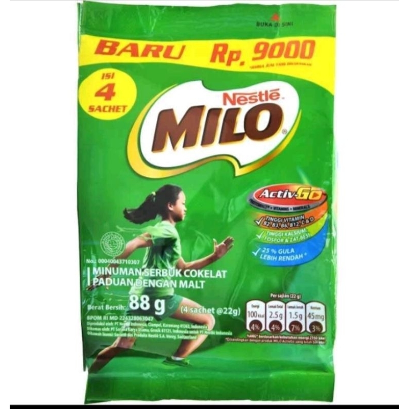 Jual nestle milo active go kemasan 88 gr sachet/22gr / milo active go ...