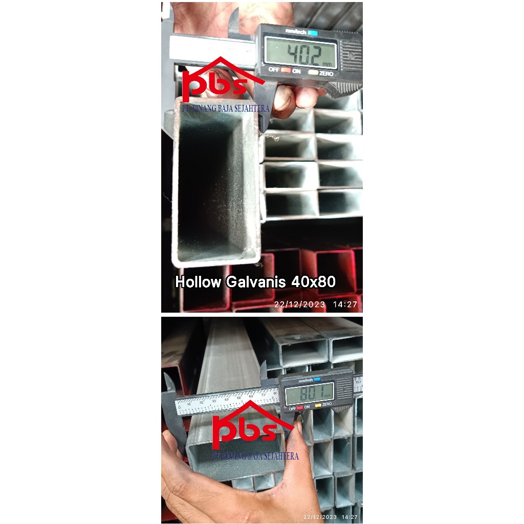 Jual BESI HOLLOW GALVANIS 4cm x 8cm (40x80) x 6 meter, Tebal 1.2mm 1.4mm 1.7mm 2.0mm / HOLO ...