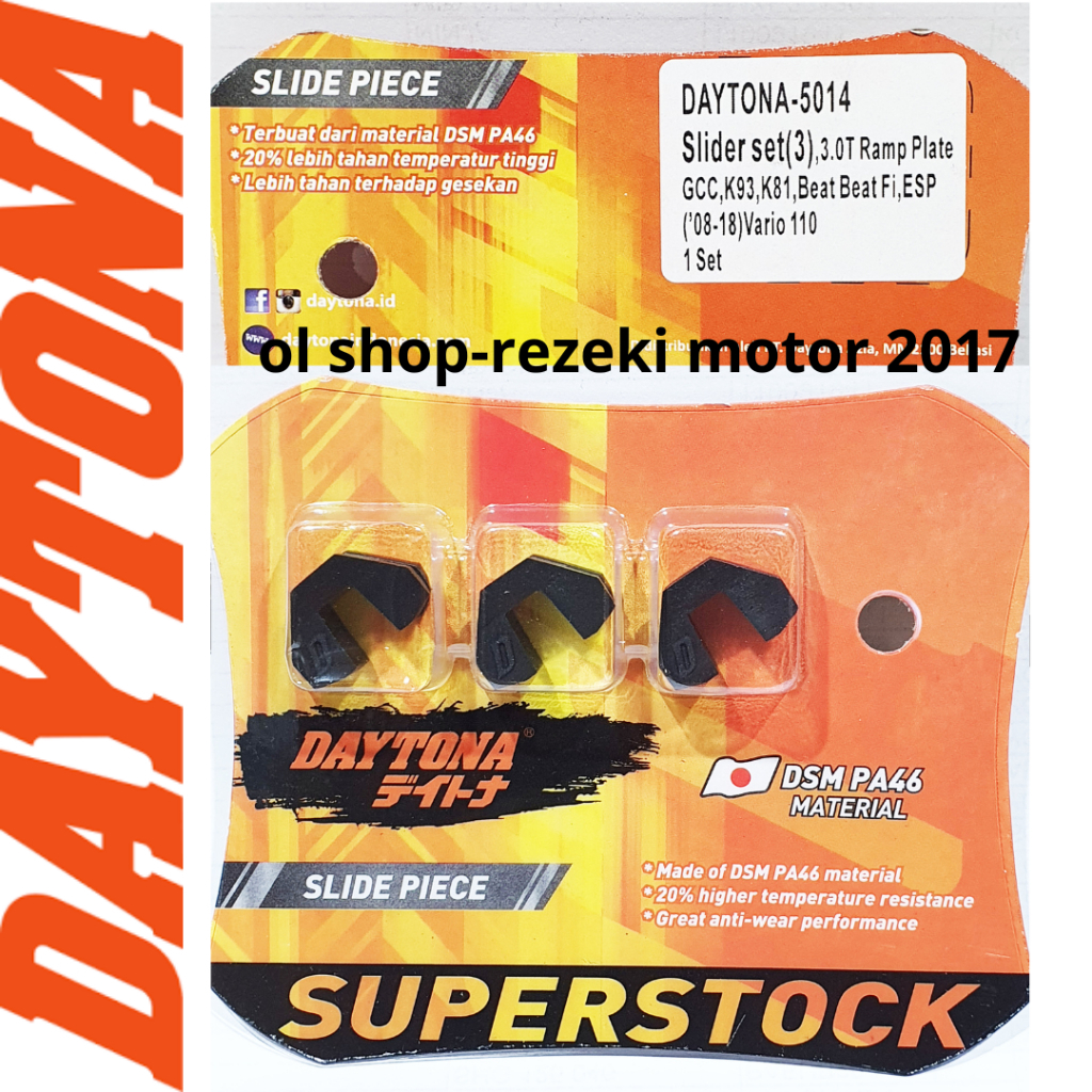 Jual SLIDER PIECE SLIDE RACING DAYTONA 5014 ALL BEAT KARBU FI ESP BEAT DELUXE SCOOPY GENIO VARIO ...