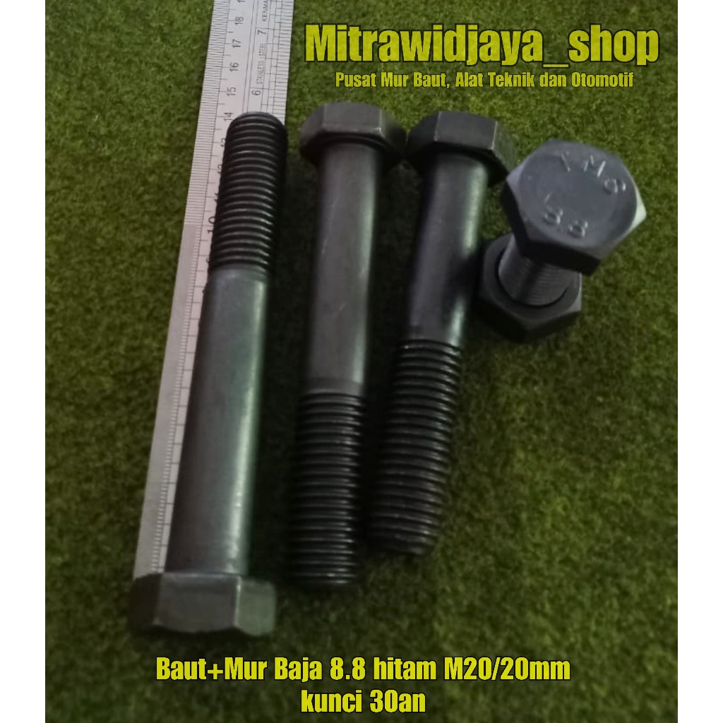 Jual Baut baja 8.8 kunci 30 baut baja M20 baut M20x130 baut kunci 30an panjang 5cm 6cm 7cm 8cm ...