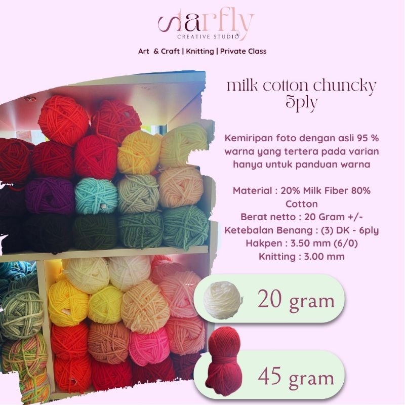 Jual Benang Rajut Milk Cotton Chunky 5ply - 20 Gram | Shopee Indonesia
