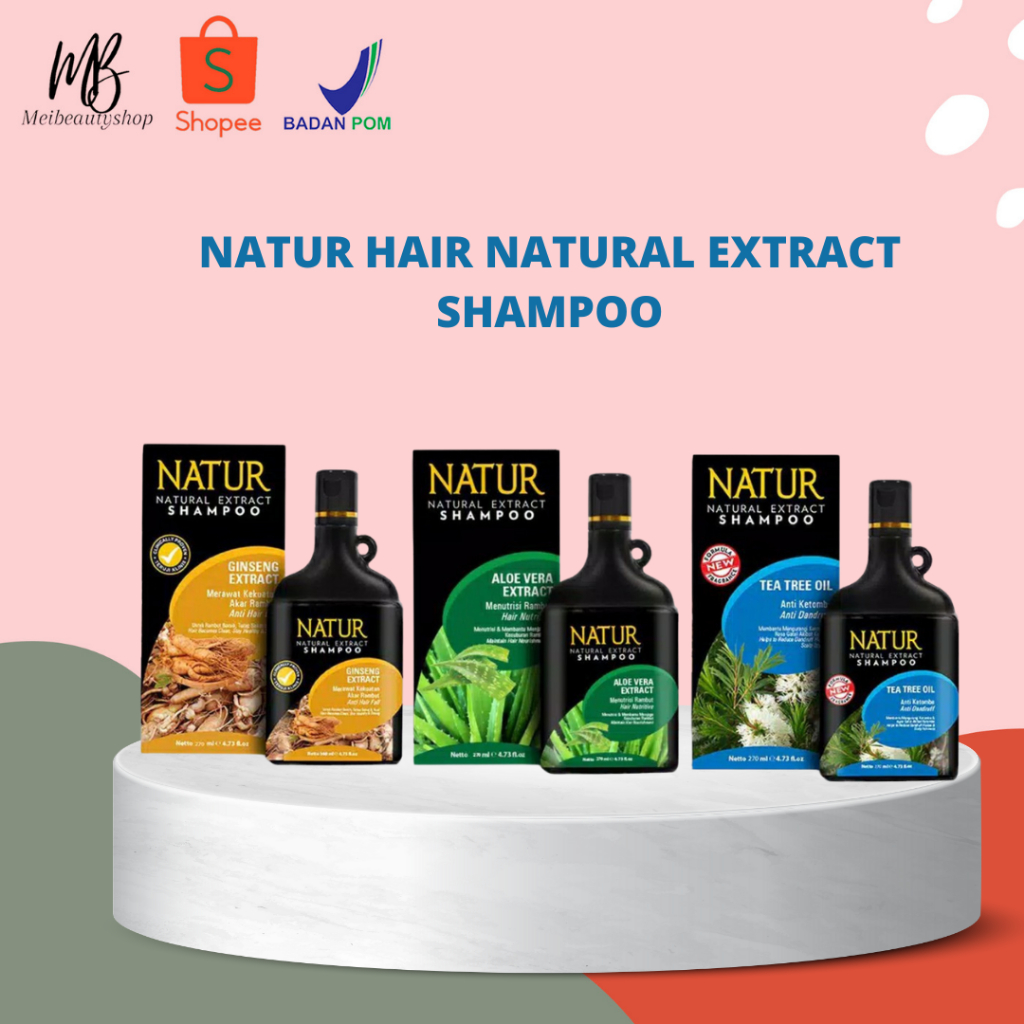 Jual NATUR Hair Natural Extract Shampoo Ginseng | Aloe Vera | Tea Tree Oil | Olive Oil & Vitamin ...