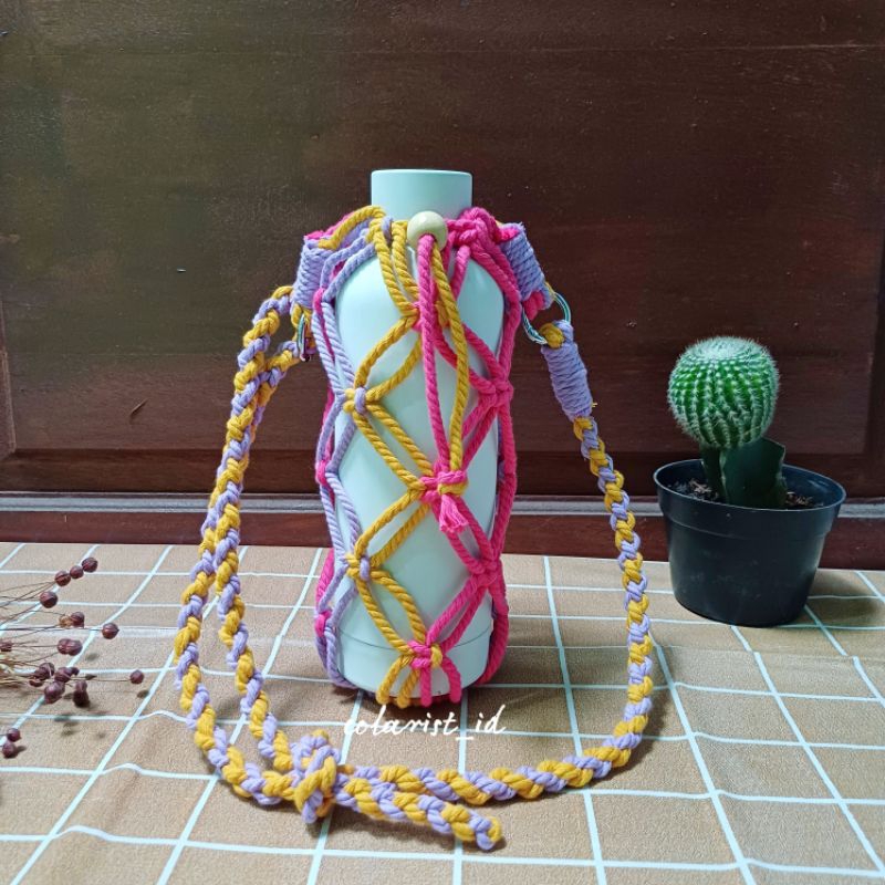 Jual strap bottle macrame | bottle holder | tumbler holder | tas botol ...