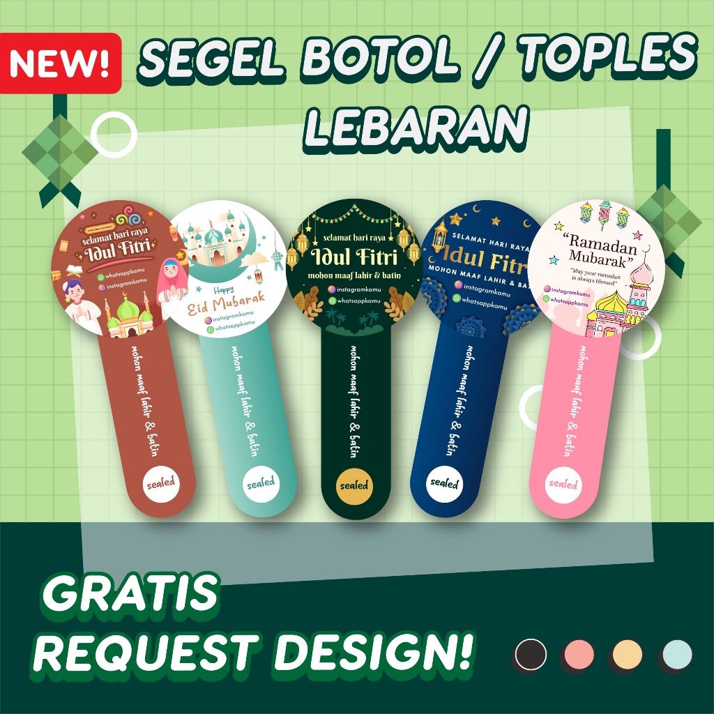 Jual Stiker Idul Fitri Toples Kue Kering Custom Free Design | Stiker ...