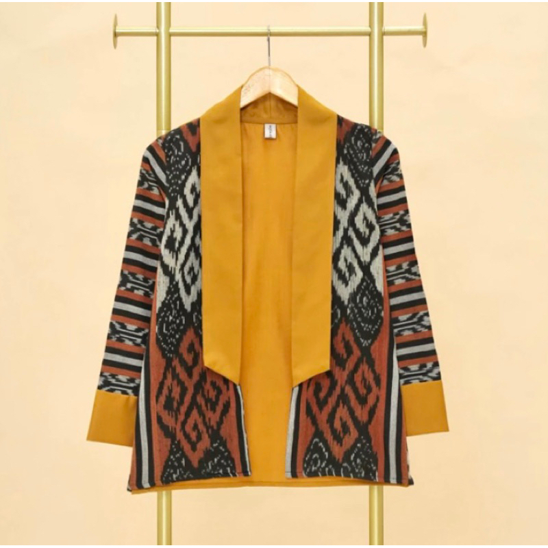 Jual Cardigan Tenun Kuning Kunyit / Blazer tenun / Outer tenun / Outfit ...