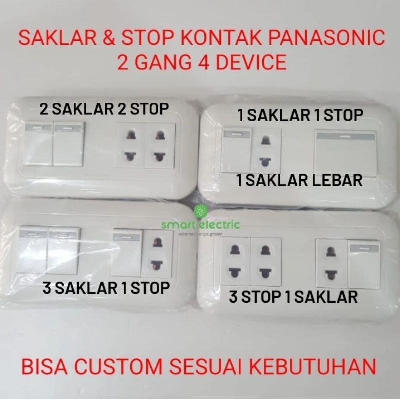 Jual Panasonic Plat WEJ 78049W Frame 2 Gang 4 Device Saklar Stop Kontak ...