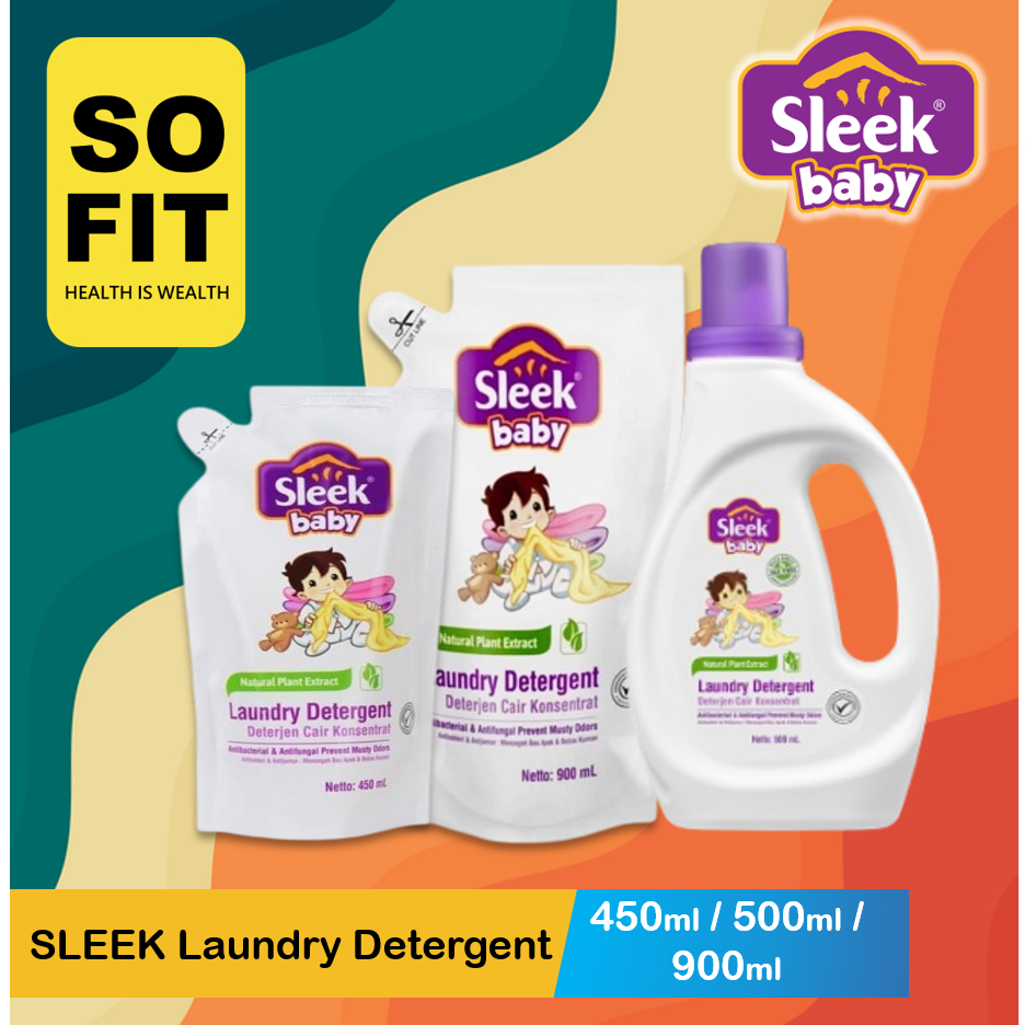 Jual Sleek Baby Laundry Detergent Isi 450ml & 500ml & 900ml | Detergen ...