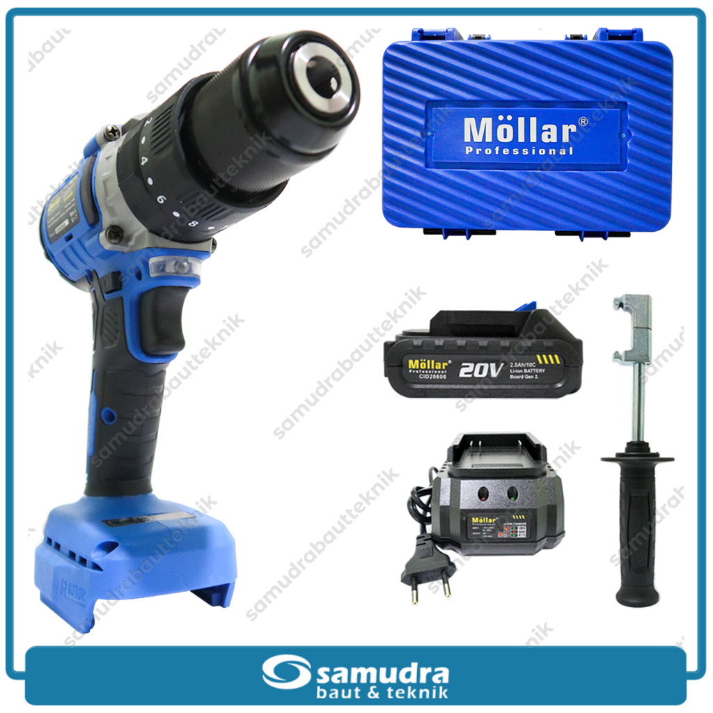 Jual Mesin Bor MOLLAR CID20600 Cordless Impact Drill Beton 13 mm ...